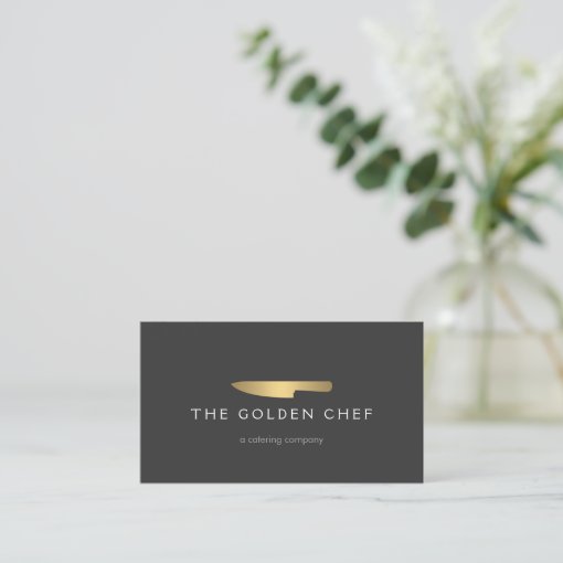 Gold Chef Knife Logo 2 for Catering, Restaurant Business Card | Zazzle