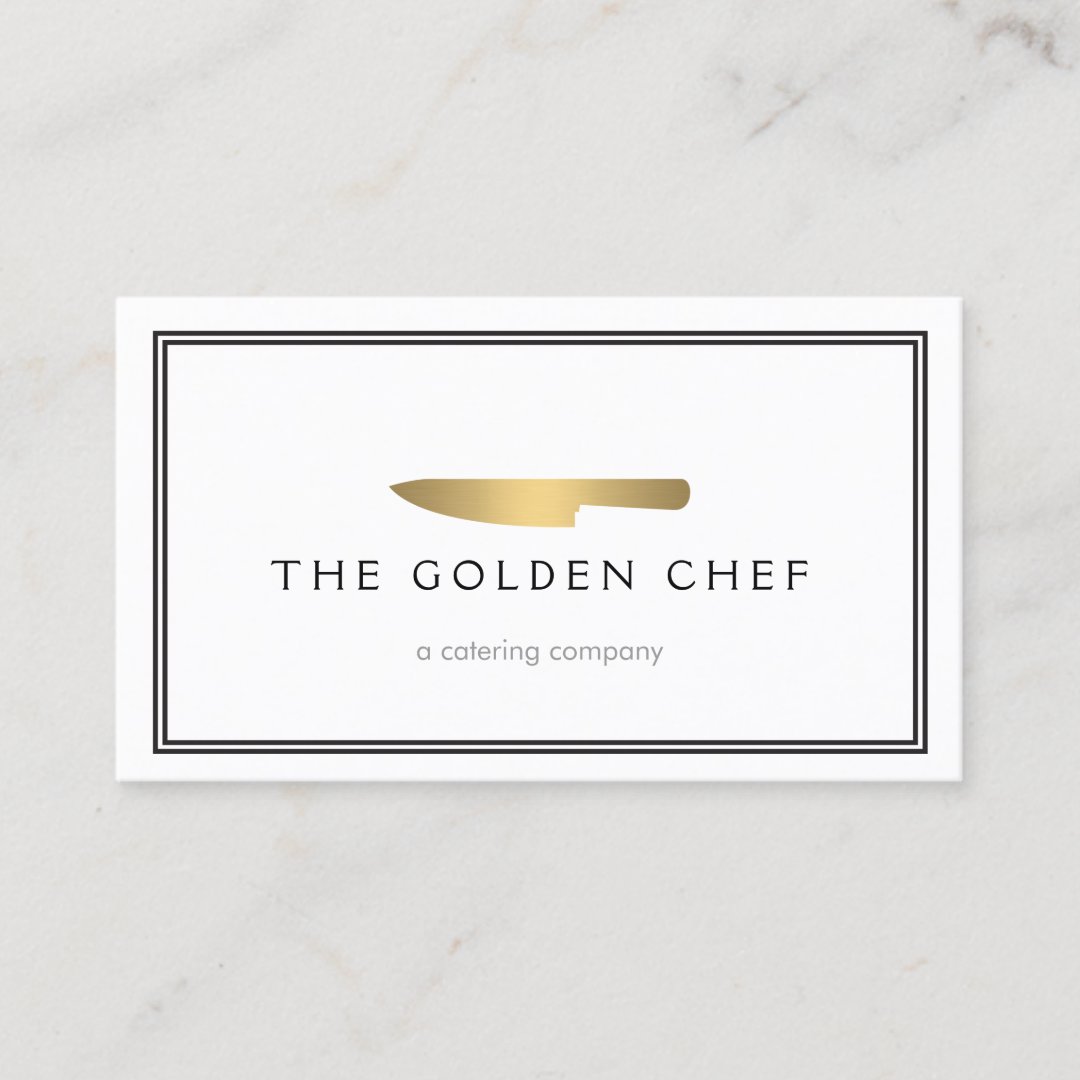 Gold Chef's Knife Logo for Catering, Restaurant Business Card | Zazzle