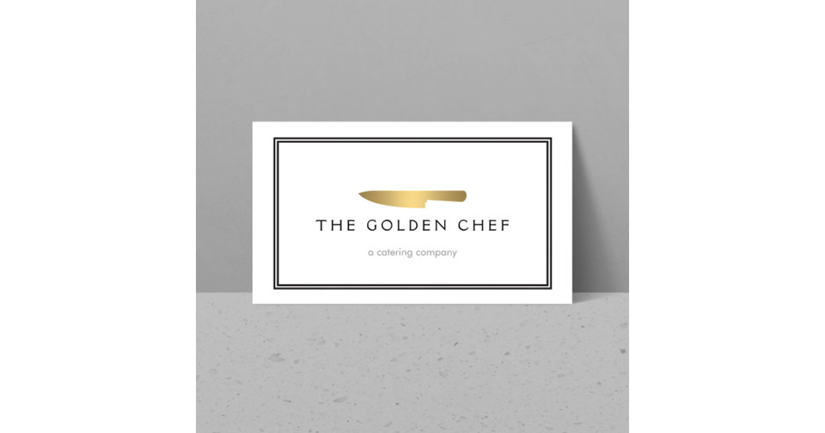Gold Chef's Knife Logo for Catering, Restaurant Business Card | Zazzle