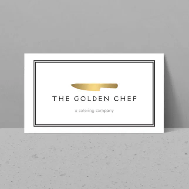 Gold Chef's Knife Logo for Catering, Restaurant Business Card | Zazzle