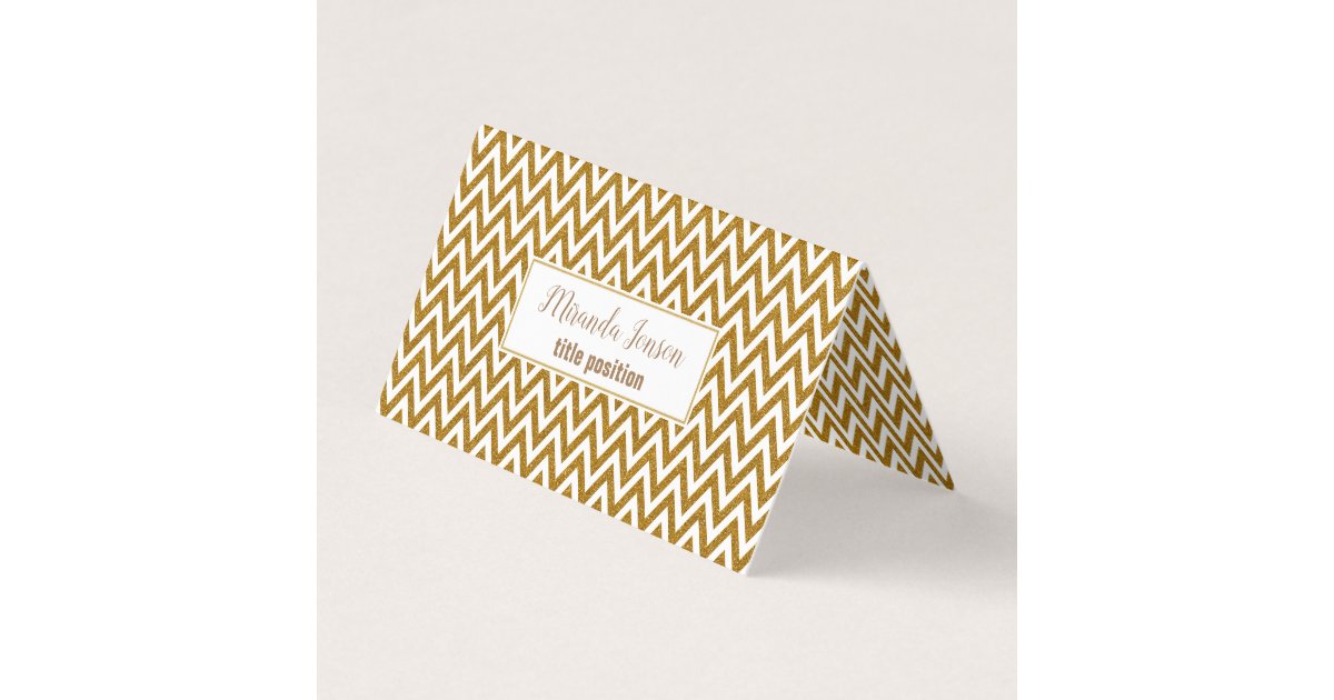 Gold Chevron Business Card | Zazzle