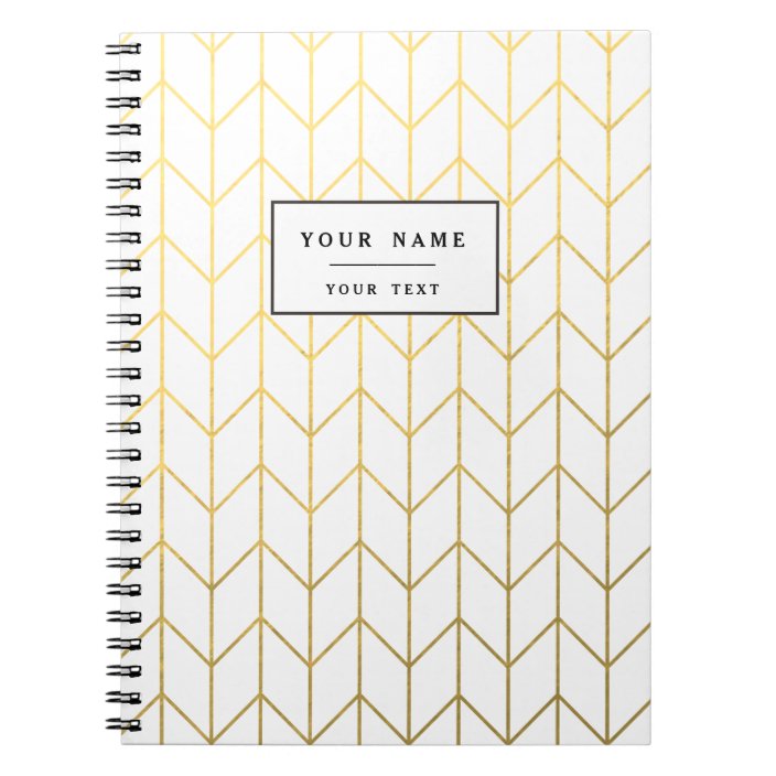 Gold Chevron White Background Modern Chic Notebook | Zazzle.com