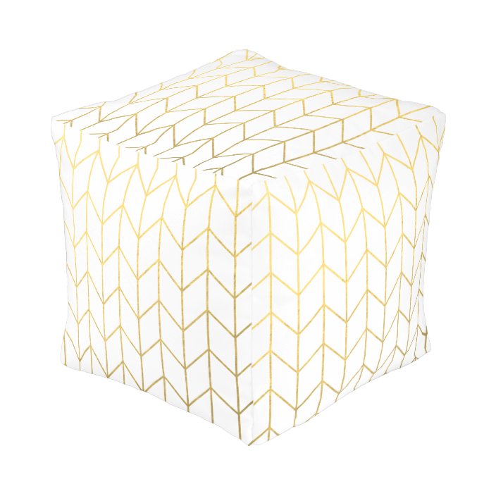 Gold Chevron White Background Modern Chic Pouf | Zazzle.com