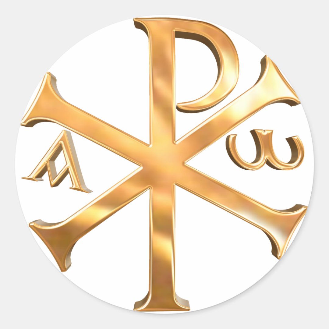 Gold Chi-Rho Classic Round Sticker | Zazzle