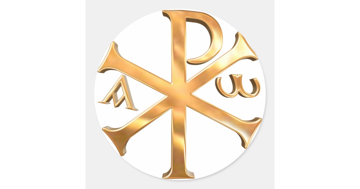 Gold Chi-Rho Classic Round Sticker | Zazzle