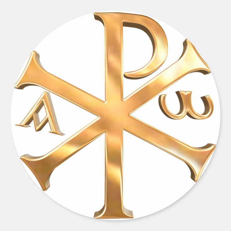 Gold Chi-Rho Classic Round Sticker | Zazzle