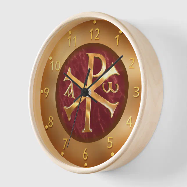 Gold Chi-Rho Clock | Zazzle