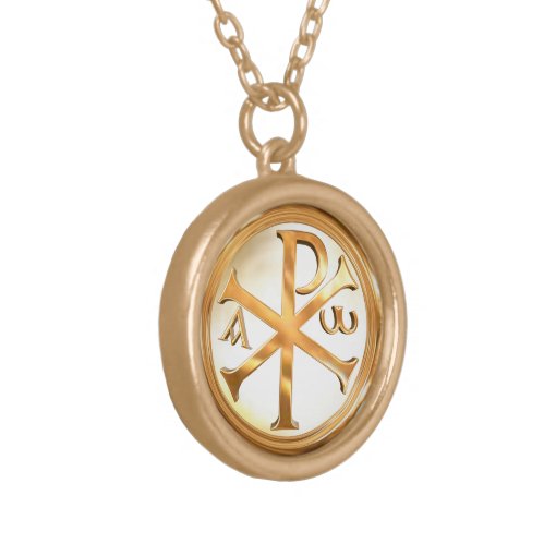 Gold Chi-Rho Gold Plated Necklace | Zazzle