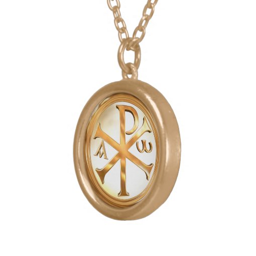 Gold Chi-Rho Gold Plated Necklace | Zazzle