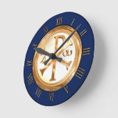 Gold Chi Rho Sign Round Clock | Zazzle