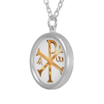 Gold Chi-Rho Silver Plated Necklace | Zazzle