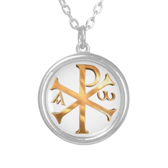 Gold Chi-Rho Silver Plated Necklace | Zazzle.com