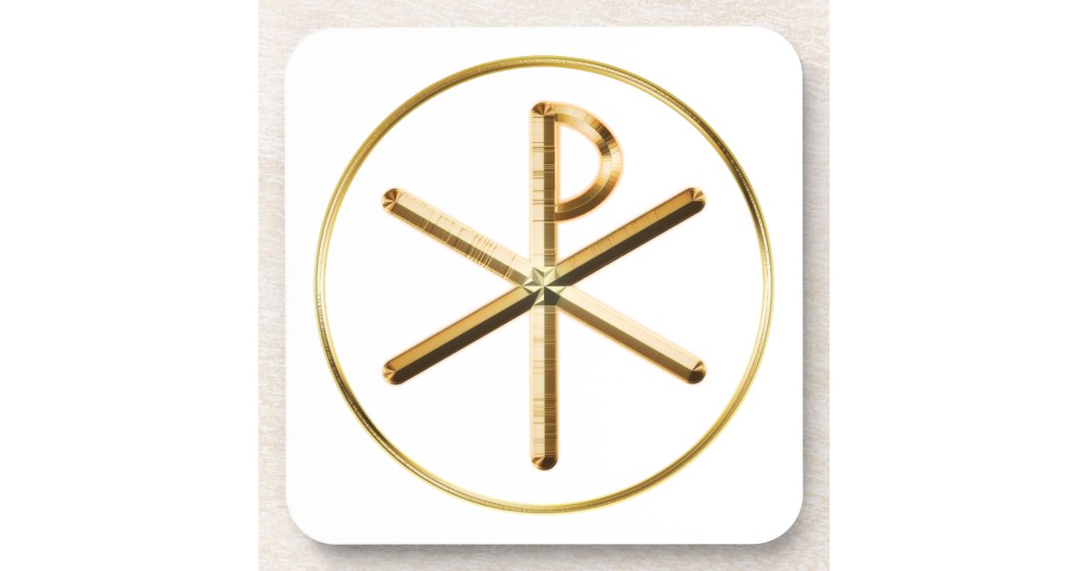 Gold Chi-Rho symbol Beverage Coaster | Zazzle