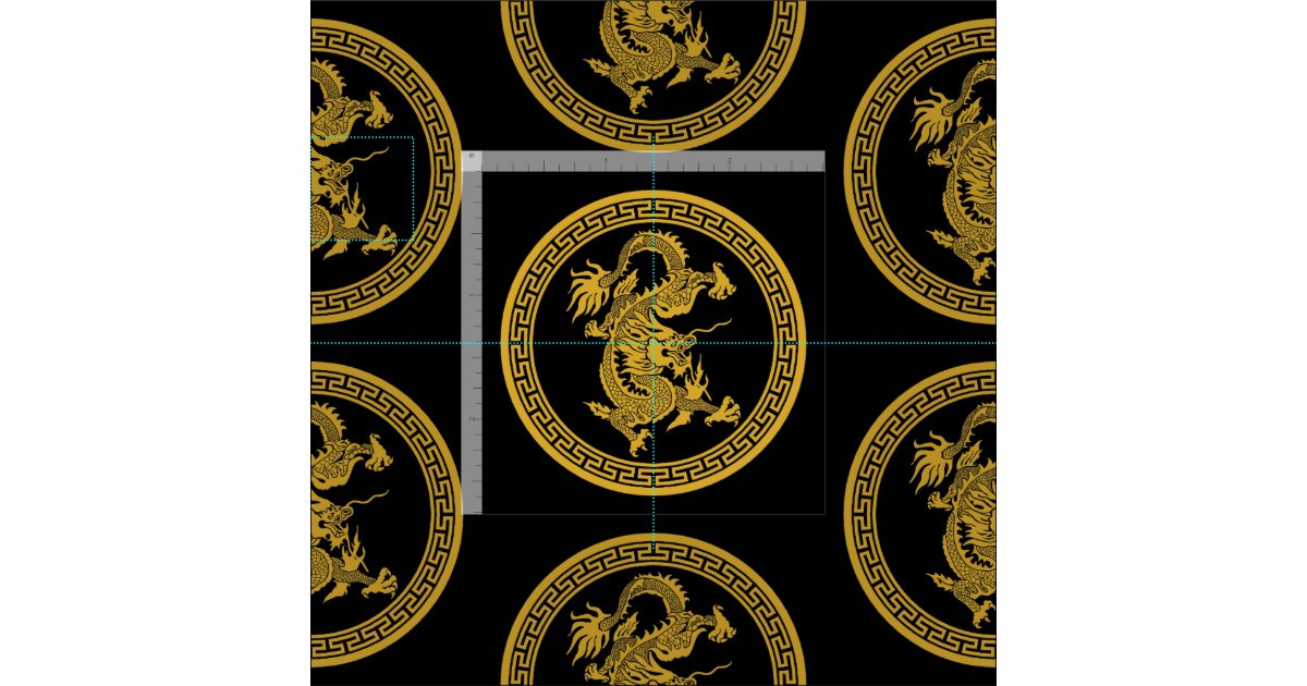 Gold Chinese dragon medallion Fabric | Zazzle