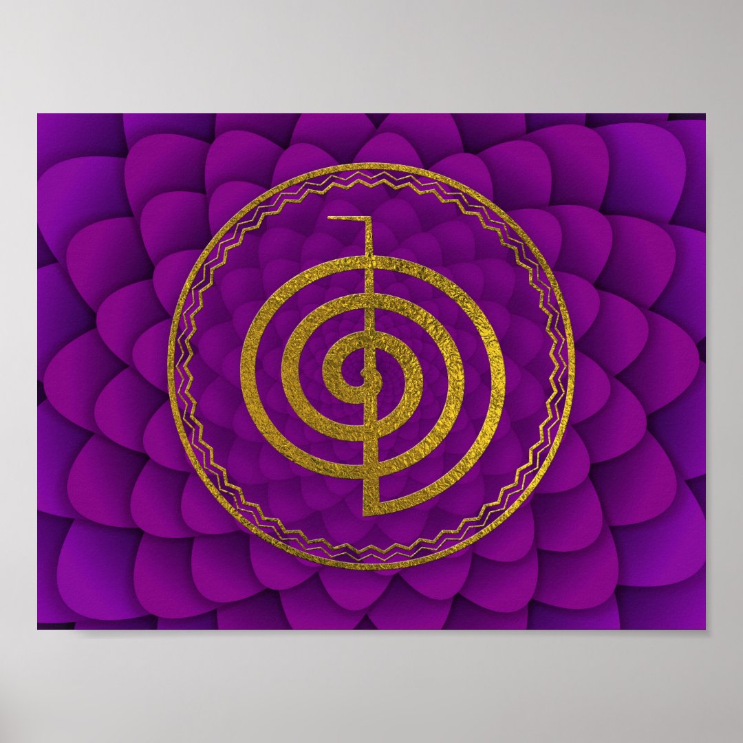 Gold Choku Rei Symbol on lotus Poster | Zazzle