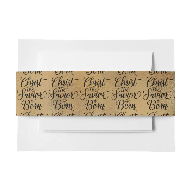 Gold Christ the Savior Christian Christmas Invitation Belly Band | Zazzle