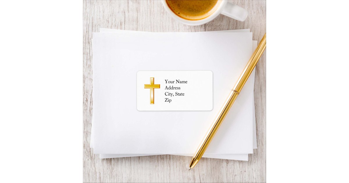 Gold Christian Cross Address Labels | Zazzle