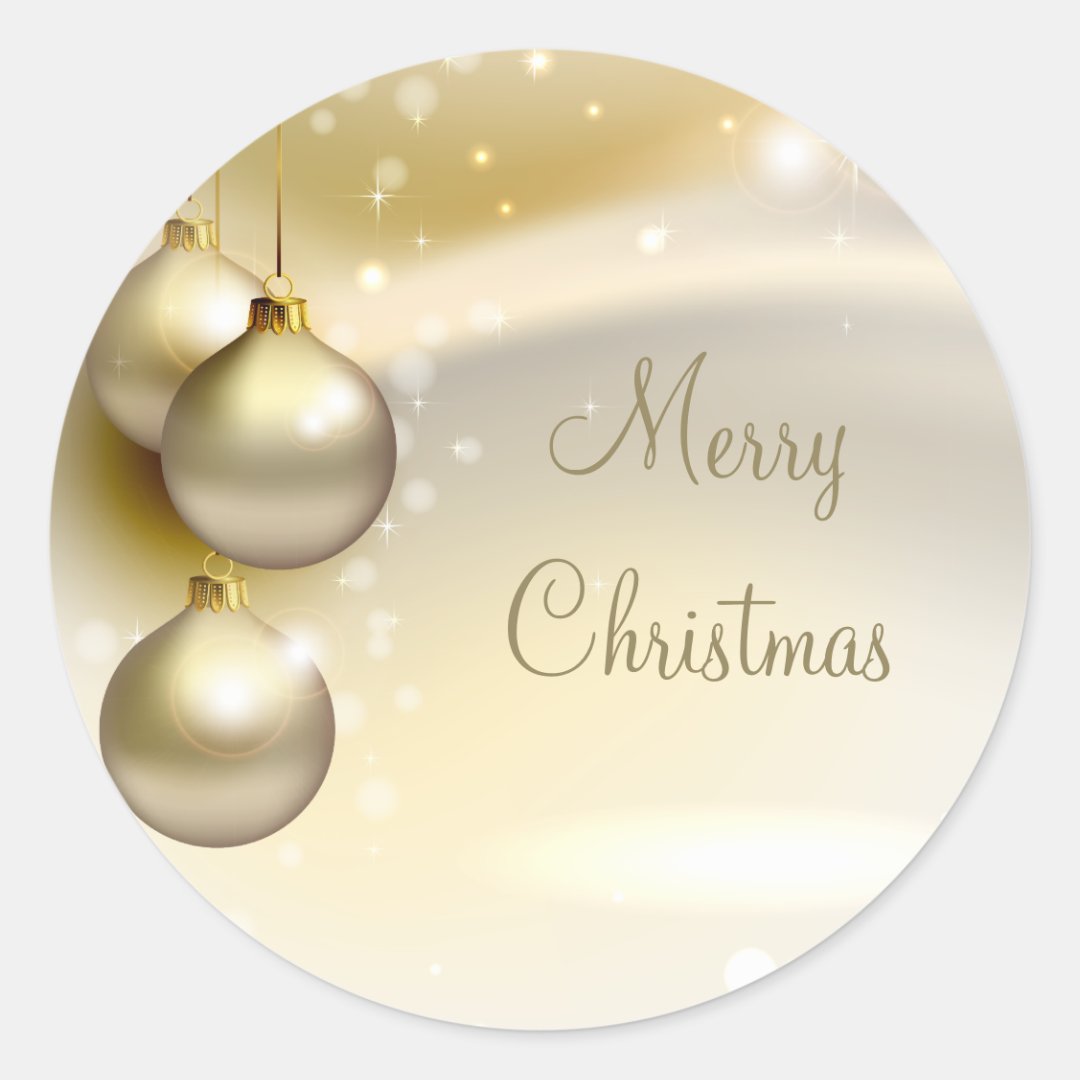 Gold Christmas Balls on Gold Classic Round Sticker | Zazzle