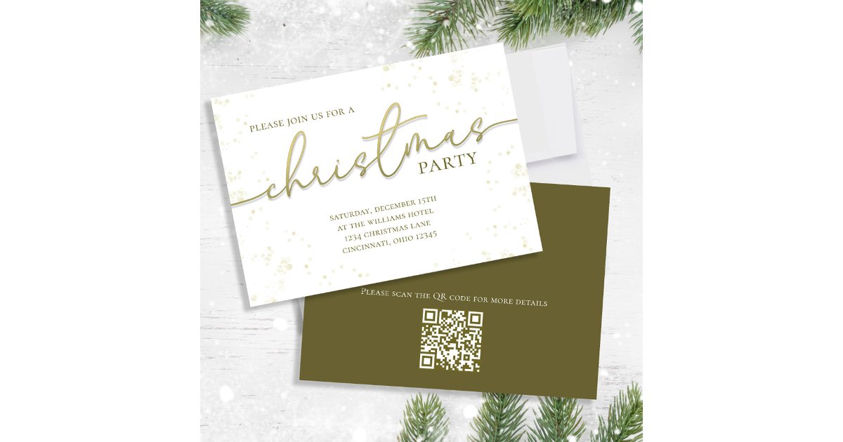 Gold Christmas Party Script Simple Invitation | Zazzle