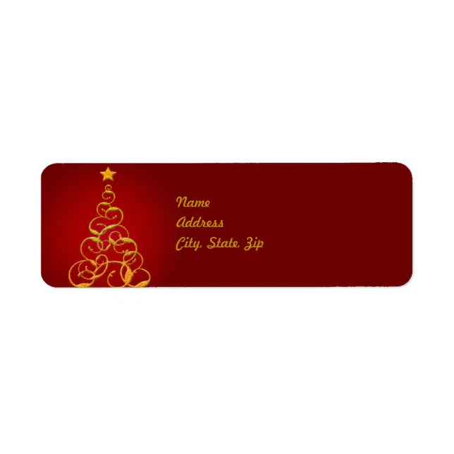 Gold Christmas Tree Address Label Template | Zazzle