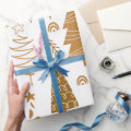 Gold Christmas Tree Holiday Pattern Wrapping Paper | Zazzle