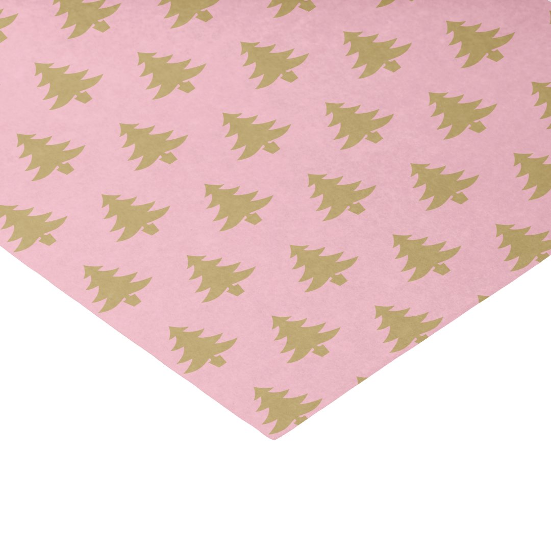 Gold Christmas tree pattern pink tissue paper | Zazzle