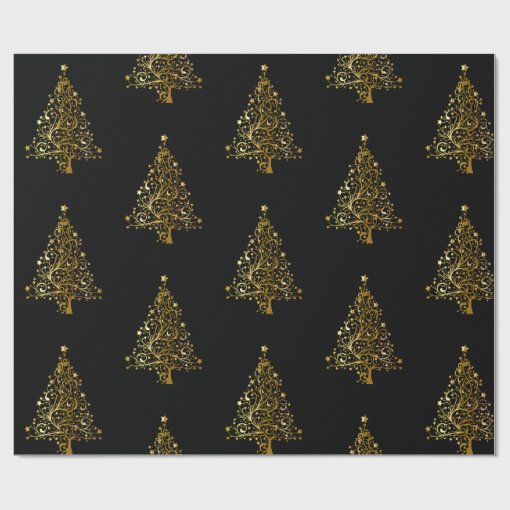 Gold Christmas Tree Wrapping Paper | Zazzle