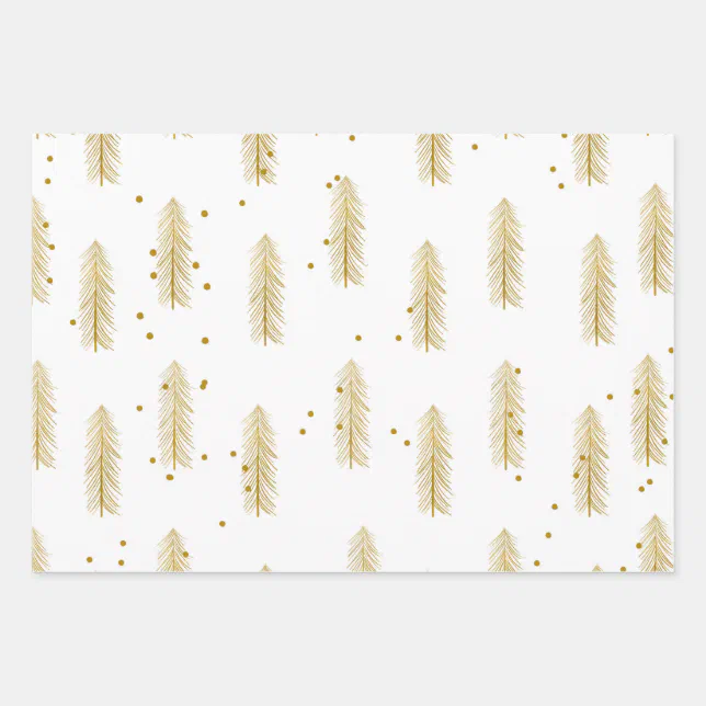 Gold Christmas Tree Wrapping Paper Sheets | Zazzle