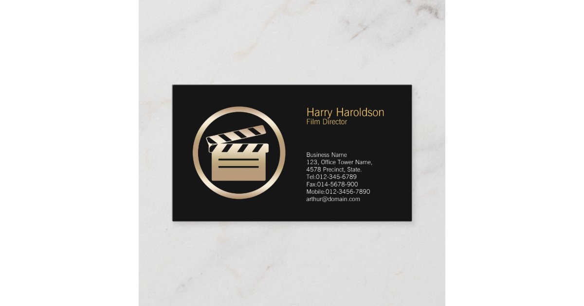 Gold Clapperboard Icon Director Business Card | Zazzle