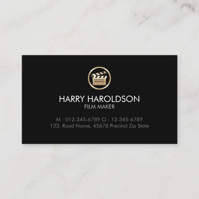Gold Clapperboard Icon Film Director Visual Arts Business Card | Zazzle