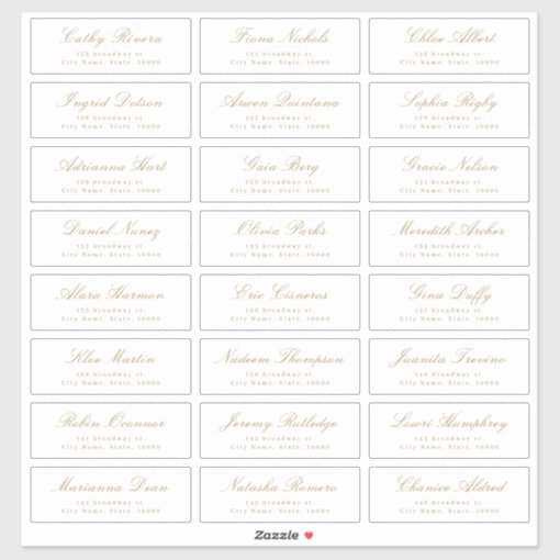 Gold Classic script wedding guest address label | Zazzle