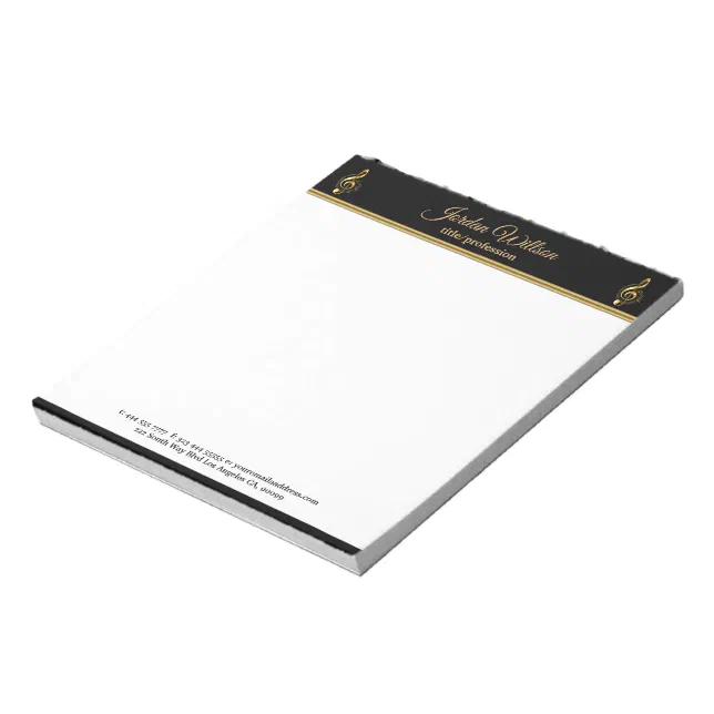 Gold Clef And Stripe Notepad | Zazzle