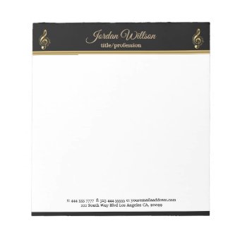 Gold Clef And Stripe Notepad | Zazzle