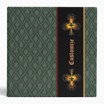 Gold Clover Card Suits Pattern Binder | Zazzle