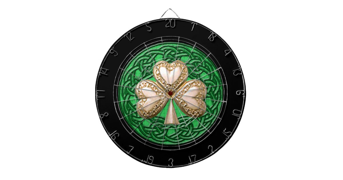 Gold Clover & Celtic Knots Dart Board | Zazzle