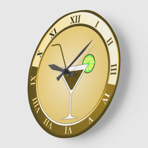 Gold Cocktail Bar Clock | Zazzle