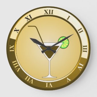 Gold Cocktail Bar Clock | Zazzle