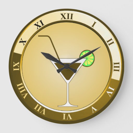 Gold Cocktail Bar Clock | Zazzle
