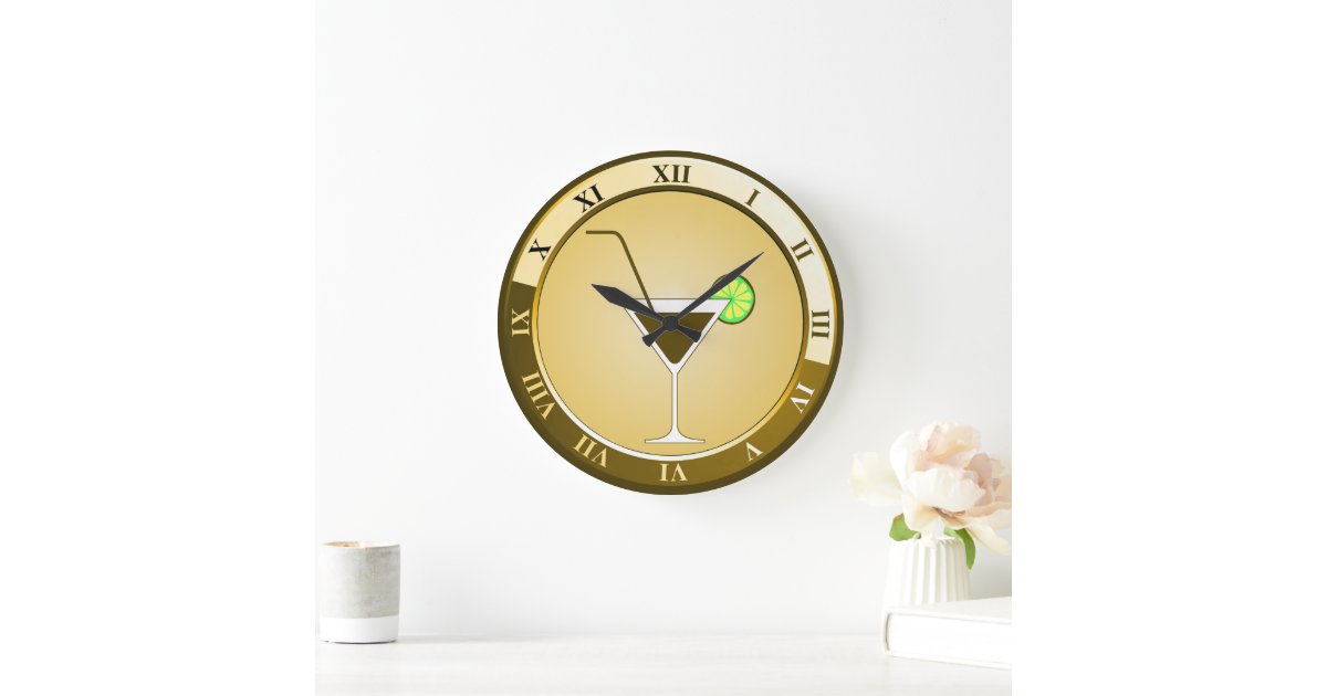 Gold Cocktail Bar Clock | Zazzle