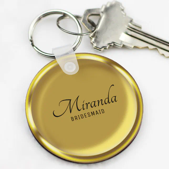 Gold Coin Elegant Luxury Bridesmaid Wedding Favor Keychain | Zazzle