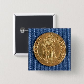 Gold coin, with St. John the Baptist, 16th century Button | Zazzle