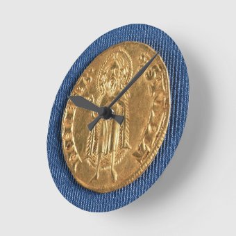 Gold coin, with St. John the Baptist, 16th century Round Clock | Zazzle