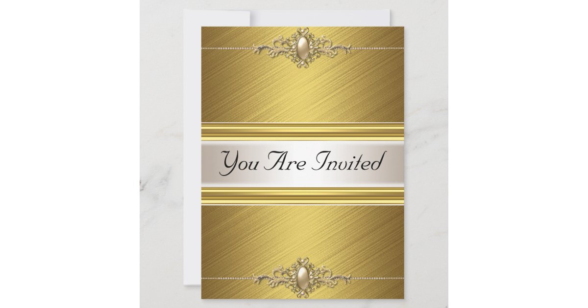 Gold Color Birthday Party Invitation | Zazzle