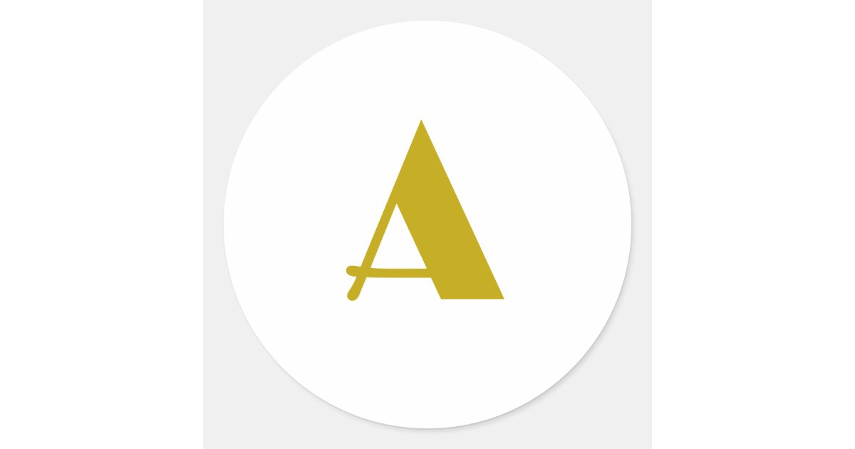 Gold Color Custom Monogram Initial Letter Plain Classic Round Sticker ...