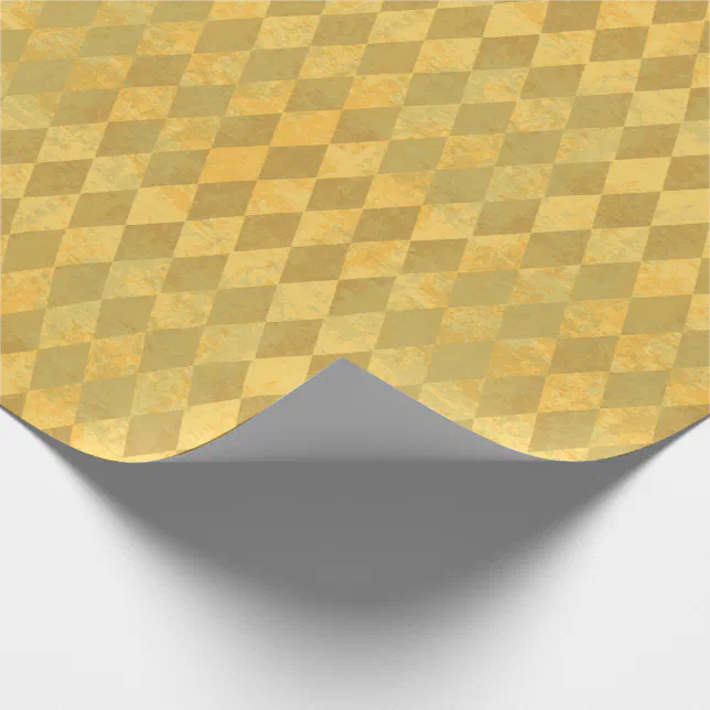 Gold Color Harlequin Diamond Pattern Wrapping Paper | Zazzle