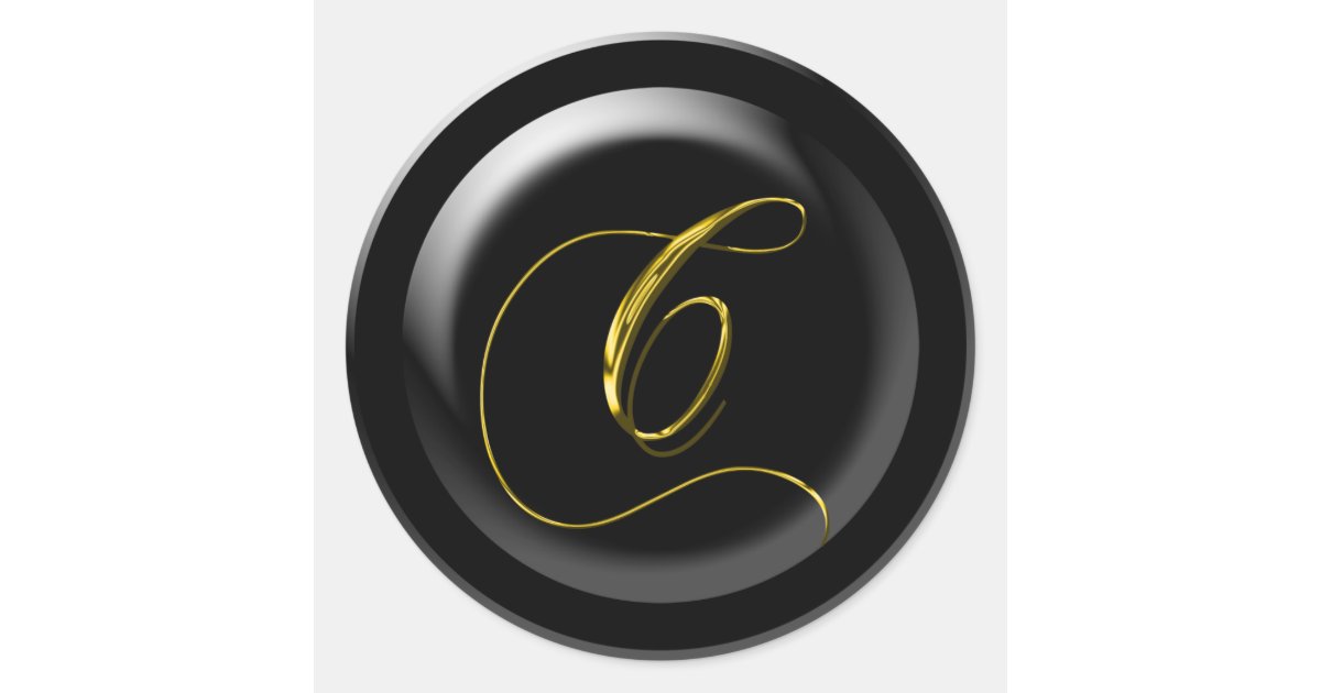 Gold Colored Monogram C Classic Round Sticker | Zazzle