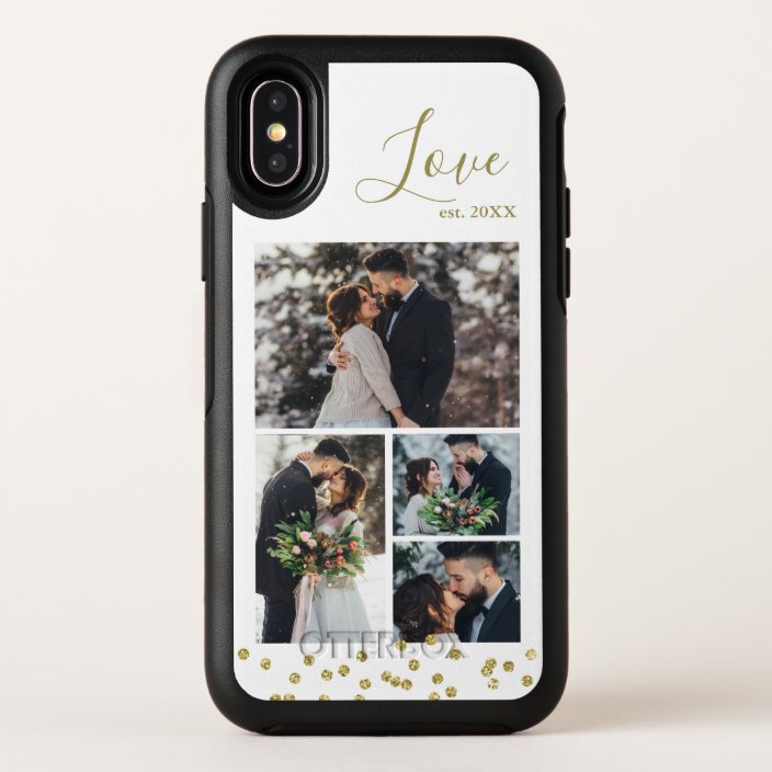 Gold Confetti 4-Photo Collage Personalized OtterBox iPhone Case ...