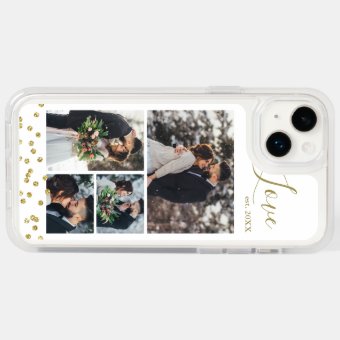 Gold Confetti 4-Photo Collage Personalized Otterbox iPhone Case | Zazzle