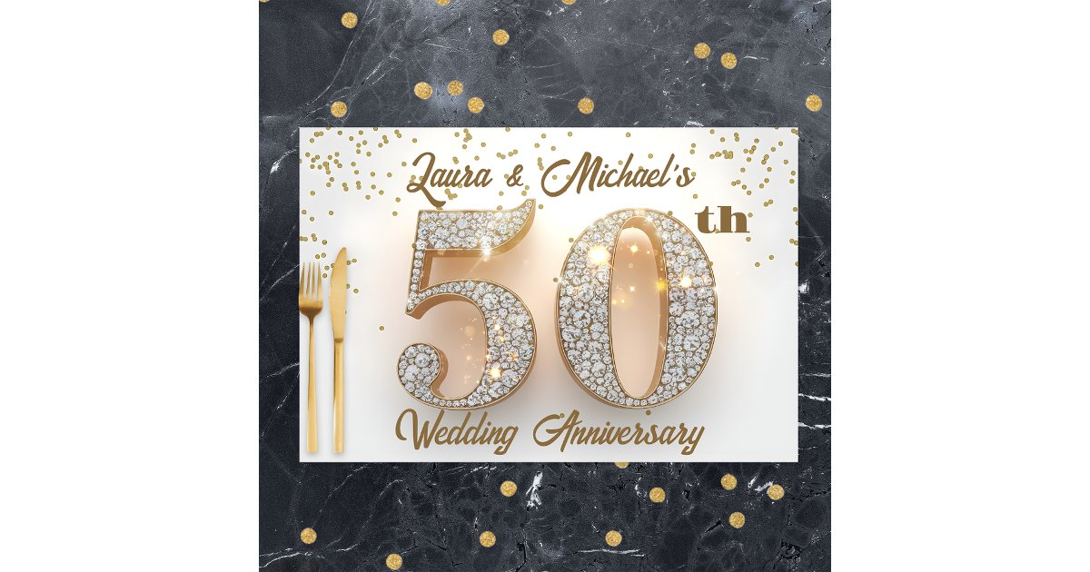 Gold Confetti 50th Wedding Anniversary Placemat | Zazzle