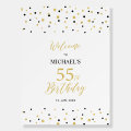 Gold Confetti 55th Birthday Party Welcome Sign | Zazzle